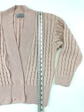 Vintage | Sweaters | True Vintage 9s Cable Knit Cardigan Dusty Rose ...